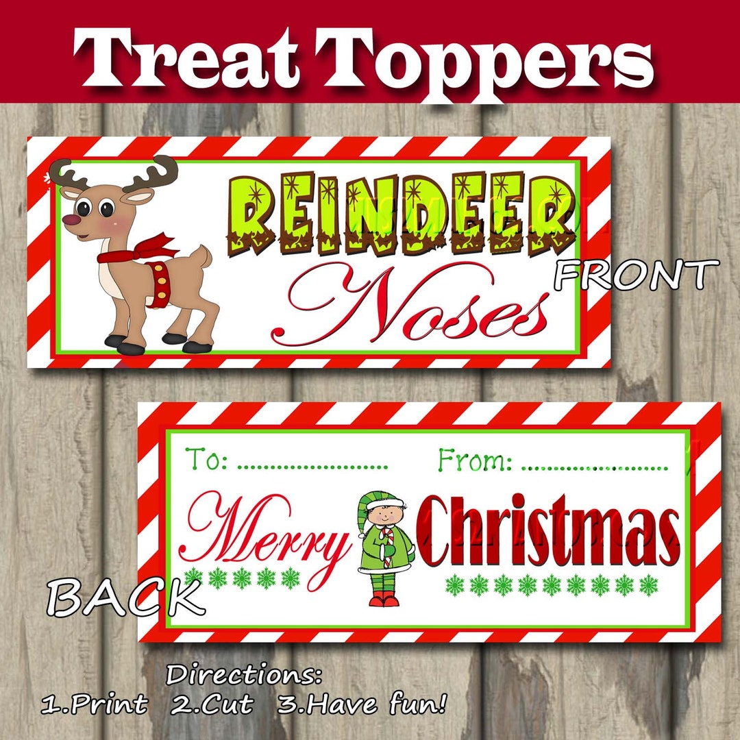 Reindeer Noses Treat Topper Christmas DIY Printable- Snack Baggie Size ...