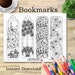 Flower Bookmark Coloring Bookmarks Adult Bookmark, Spring Coloring ...