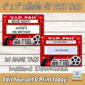Hollywood Movie Name Tags: Red Carpet Party Favors (digital Download ...