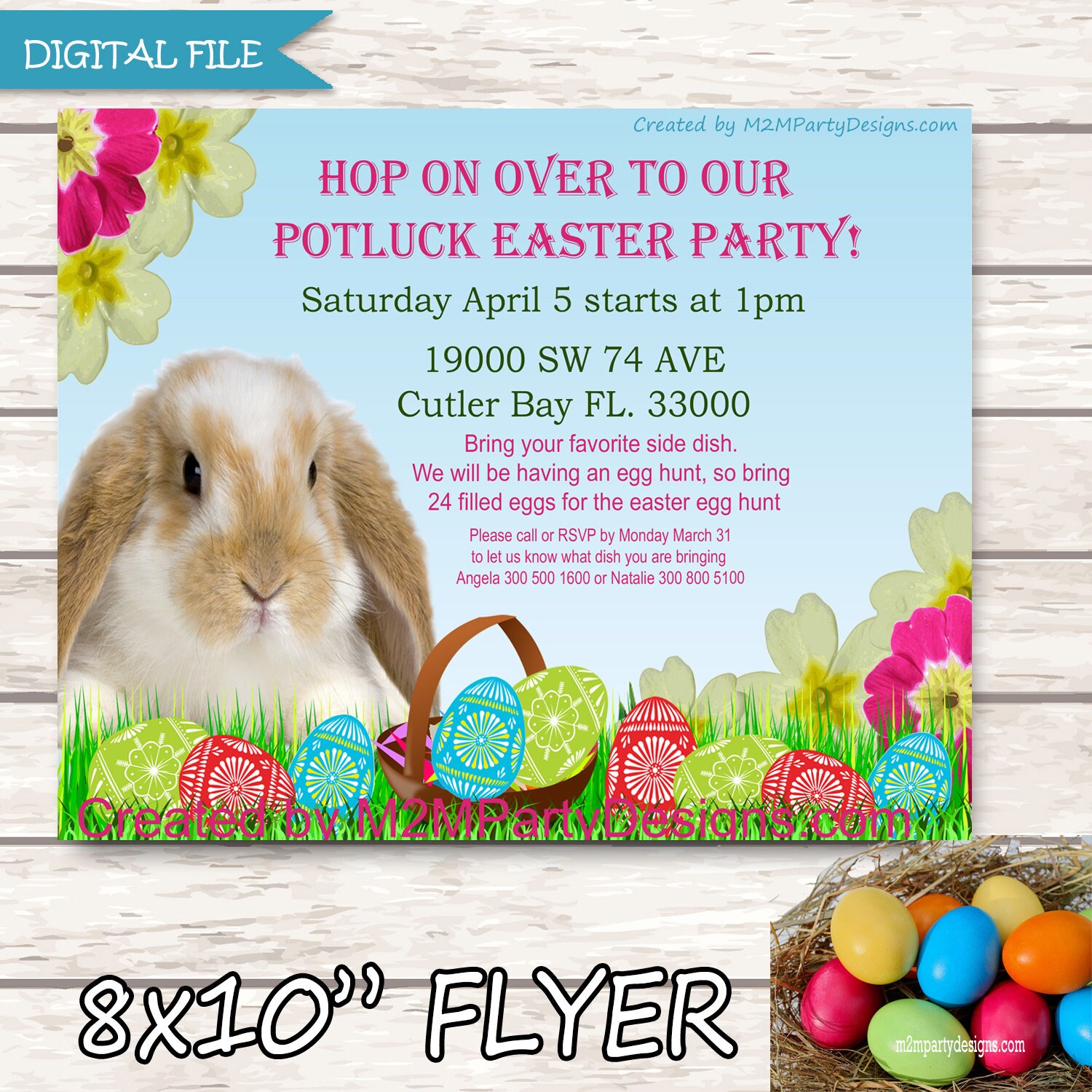 Easter Egg Hunt Flyer. Printable Invite Easter Party | Etsy