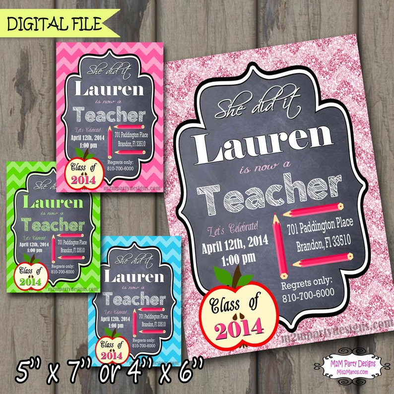 Teacher Education Degree Graduation Invitation Personalized - Etsy