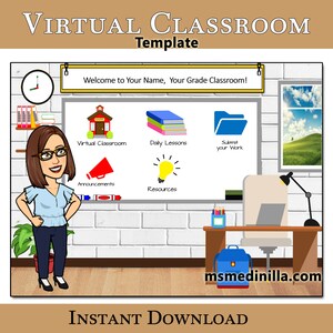 Virtual Classroom Easy Editable Template, Add Your Bitmoji and Links - Etsy