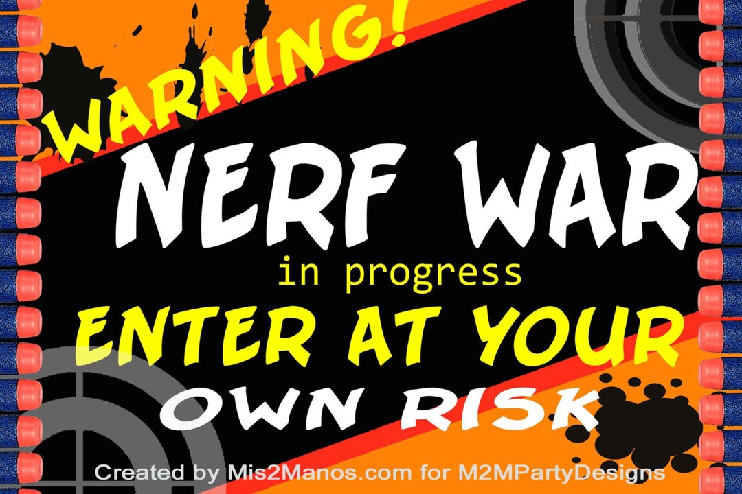 Dart War Welcome Sign INSTANT DOWNLOAD Ready to Print Foam Darts, Boy ...