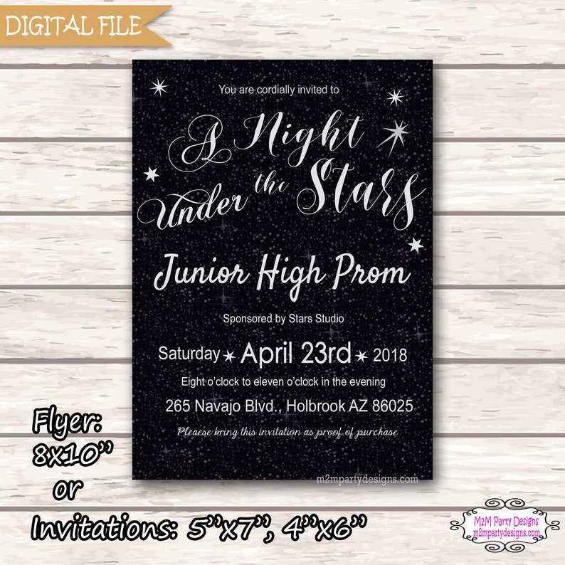 Prom Invitations Starry Night Gold Glitter Under the Stars | Etsy