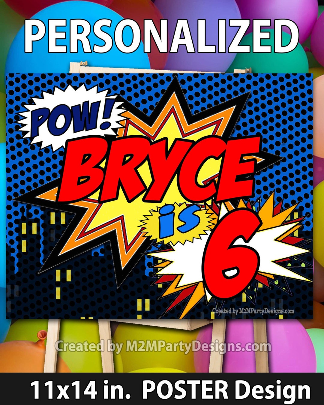 Superhero Birthday Poster. Backdrop - Printable Sign - DIY Print Candy ...