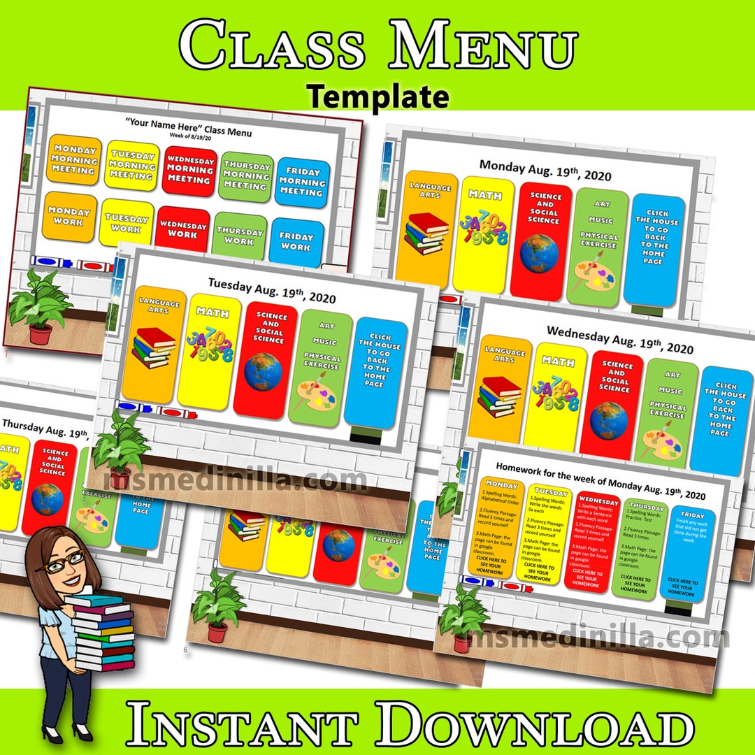 Virtual Class Menu Template: Editable Bitmoji Theme (powerpoint ...
