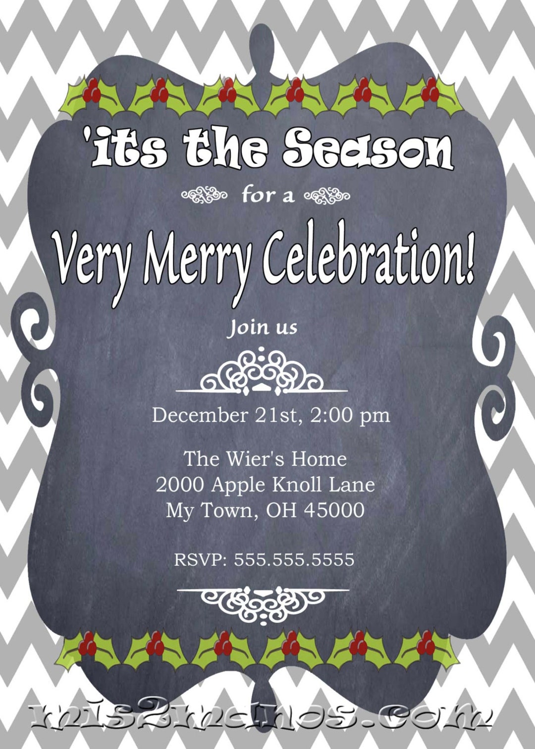 Merry Christmas Personalized Birthday, Shower or Holiday Party ...