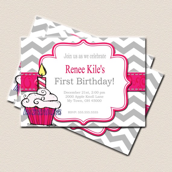 Diy Cupcake Birthday Party Invitations