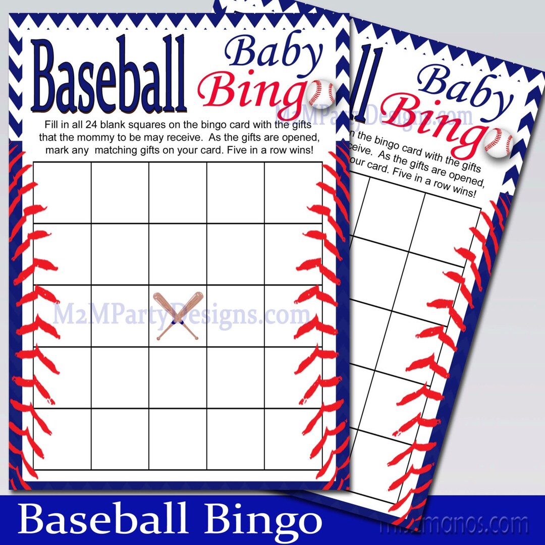 Baseball Baby Shower Bingo Game Printable Instant Download - Etsy