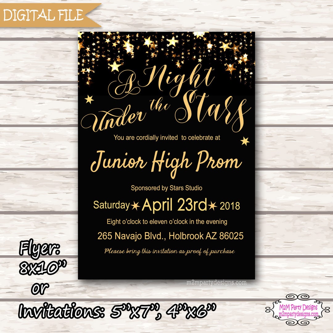 Prom Invitations. Flyer or Ticket. Under the Stars Invitation ...