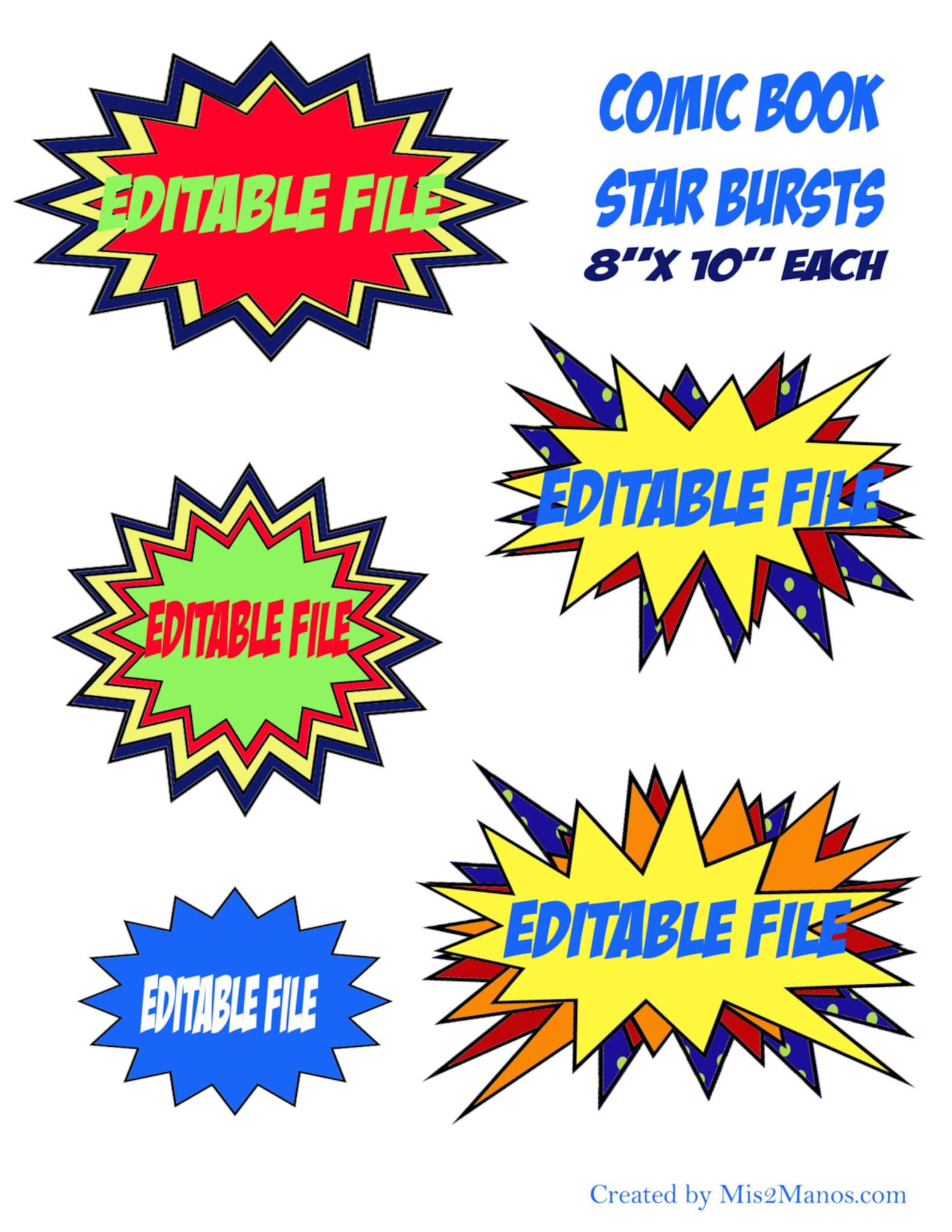 EDITABLE Super Hero Comic Book Photo Booth Props Instant - Etsy