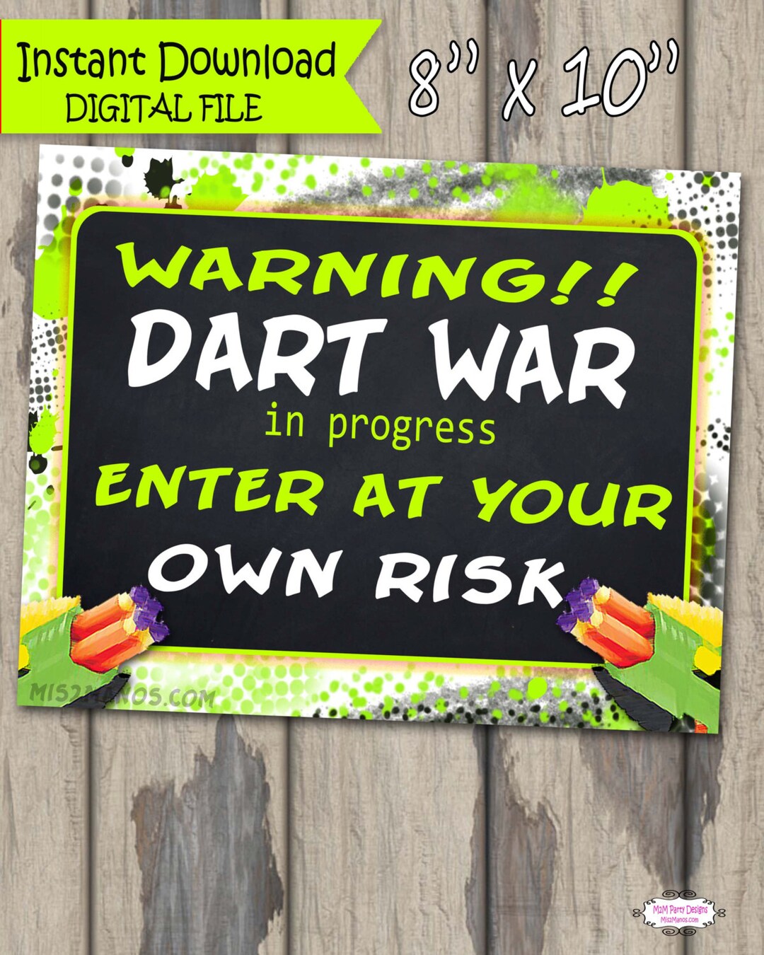 Dart Wars Party Welcome Sign INSTANT DOWNLOAD Ready to Print Outside ...