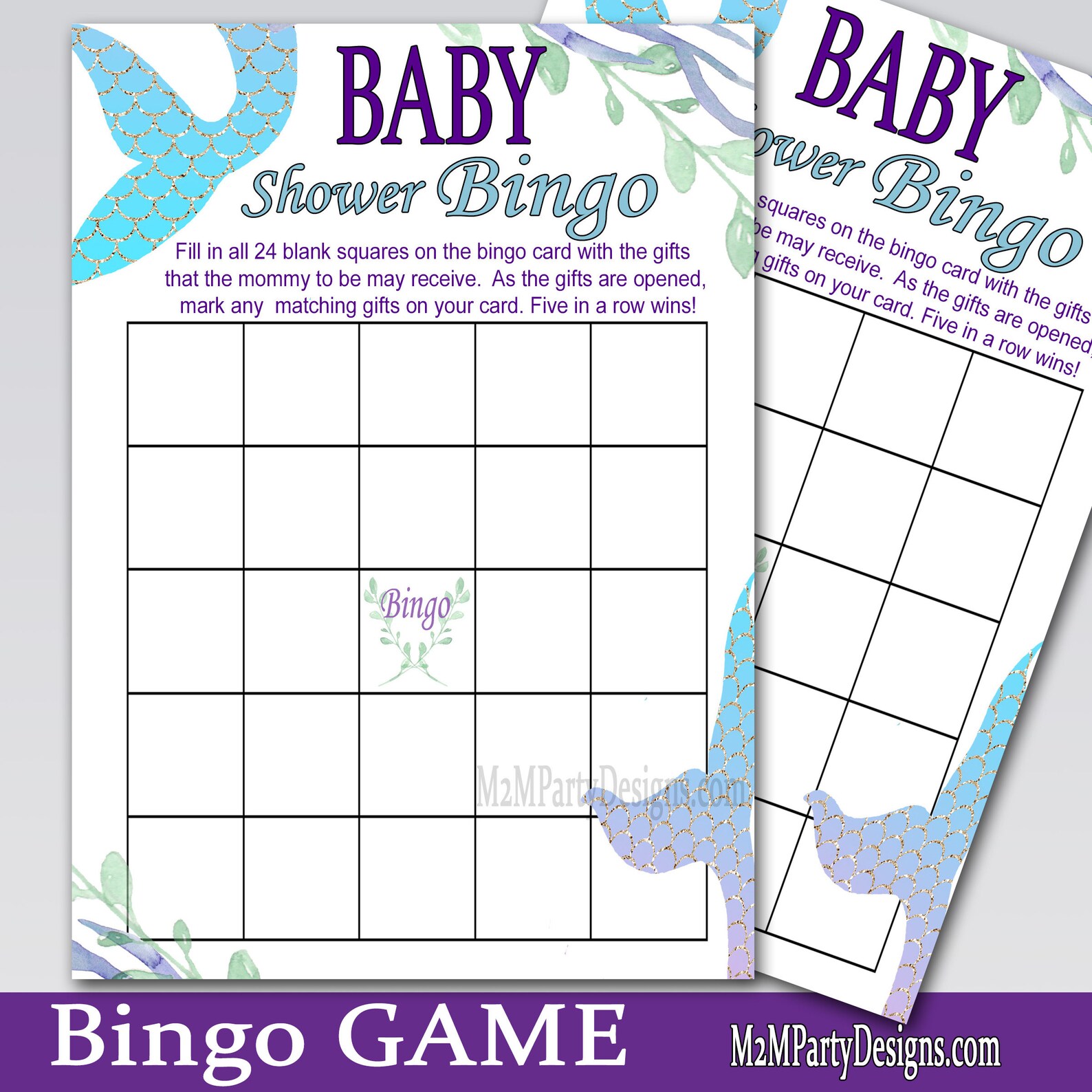 Mermaid Baby Shower Game Cards Bundle Set of 9 Shower Games | Etsy