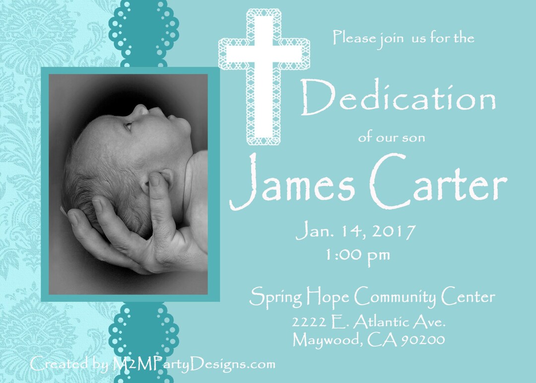 Baby Dedication Invitations - Baby Blue Printable Print at Home ...