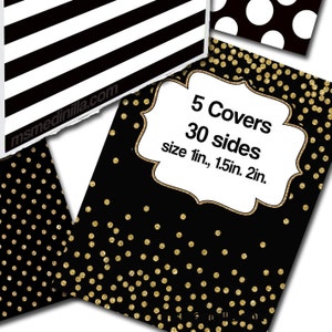 Binder Cover Printable Editable Black,white, Gold Binder Covers Super ...