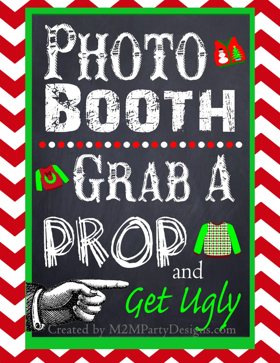 Ugly Sweater Party Photo Booth Sign - DIY INSTANT DOWNLOAD - Etsy
