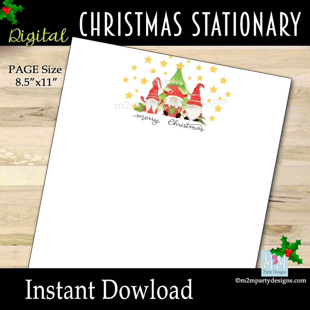 Christmas Gnome Stationery: 8.5x11 Printable Letter Paper (digital ...