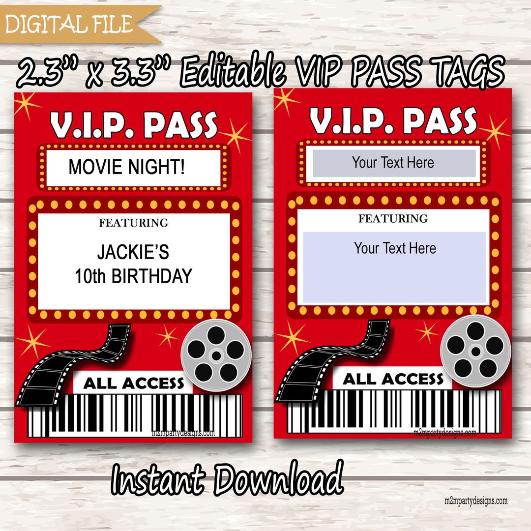 Movie Name Tags, Hollywood Party Tags, Digital, Instant Download, SET ...