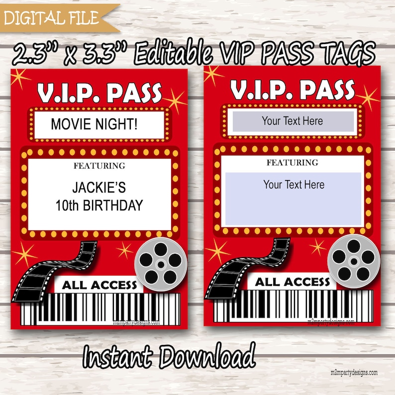 Movie Name Tags Hollywood Party Tags Digital Instant | Etsy