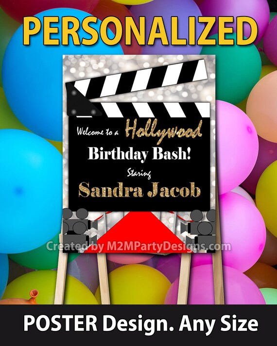 Hollywood Party Birthday Poster Party Photo Prop Backdrop | Etsy