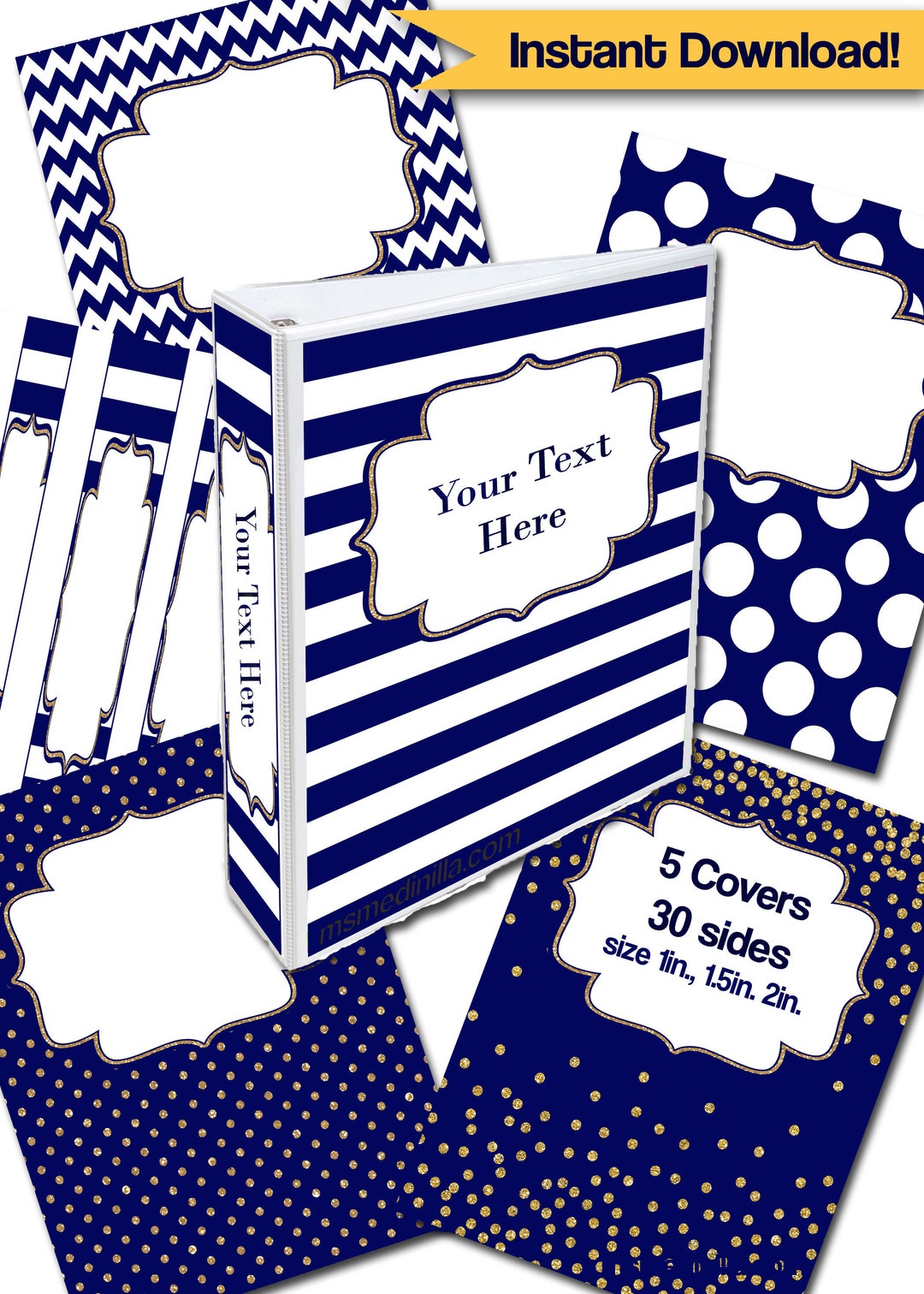 Editable Navy and Gold Binder Covers: Student Teacher Set (PDF File) - Etsy