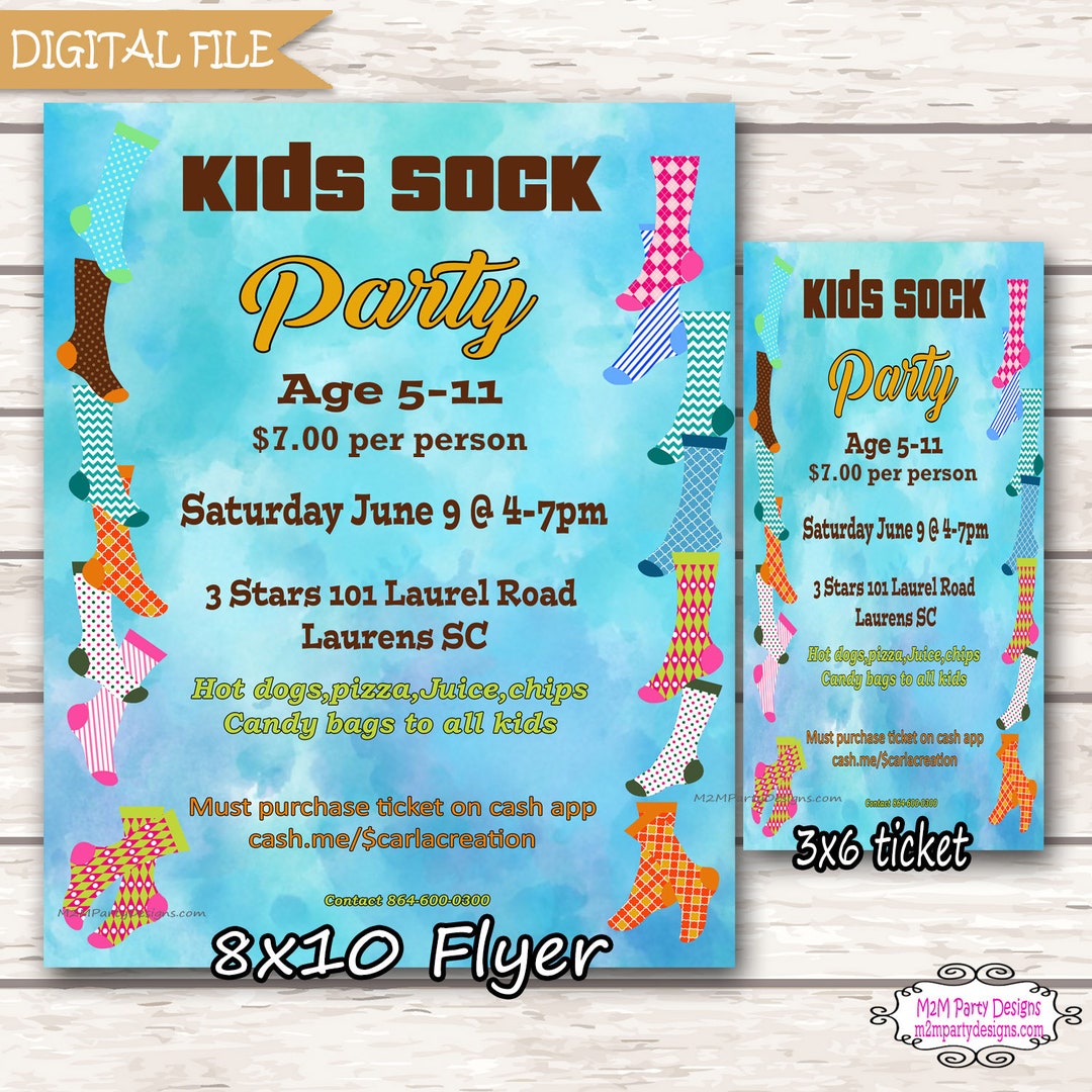 Sock Party Flyer Celebration Dance Party Flyer. Dance Ticket Invite ...