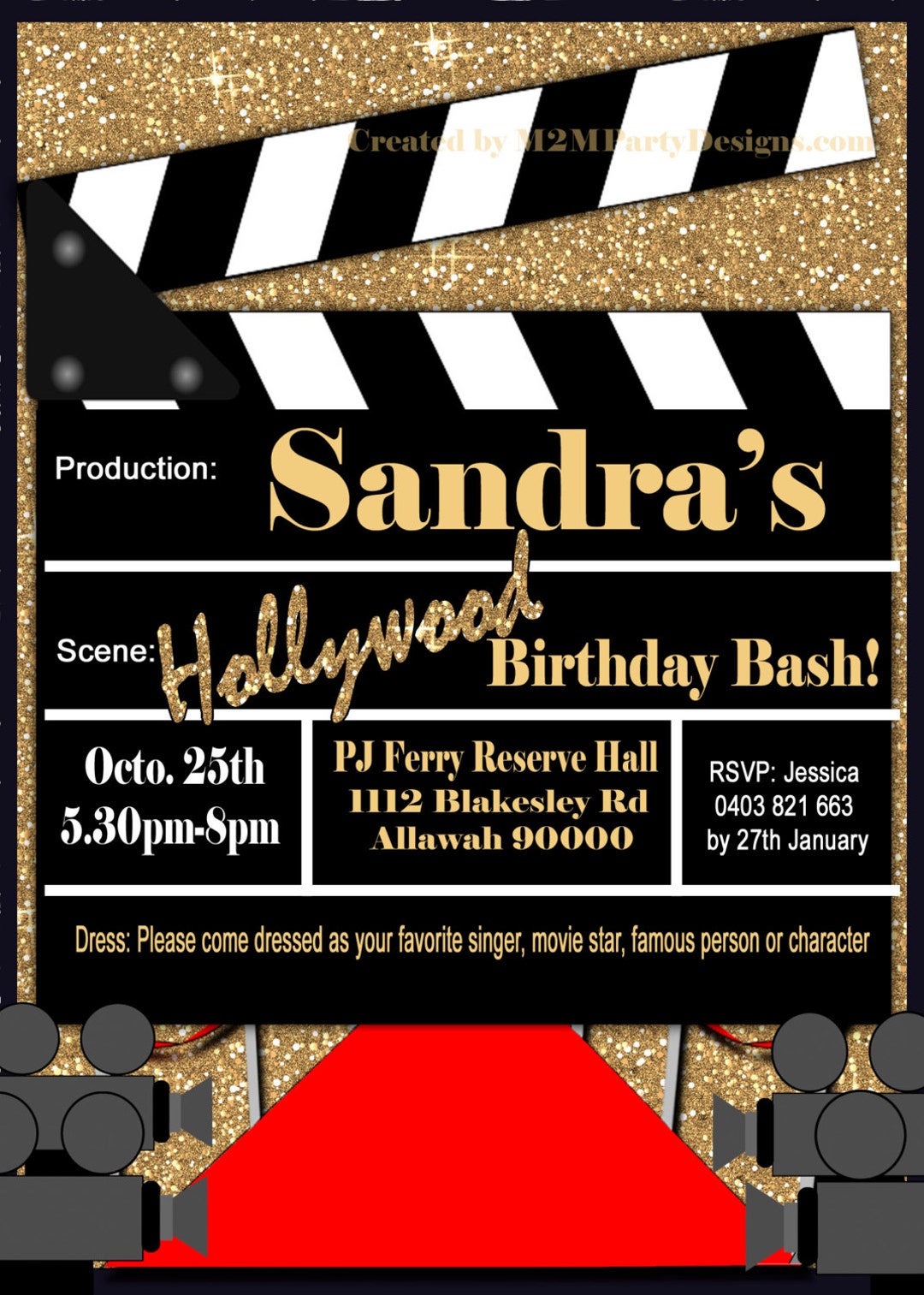 Red Carpet Movie Party Invitation Printable Invitation DONE FOR YOU ...