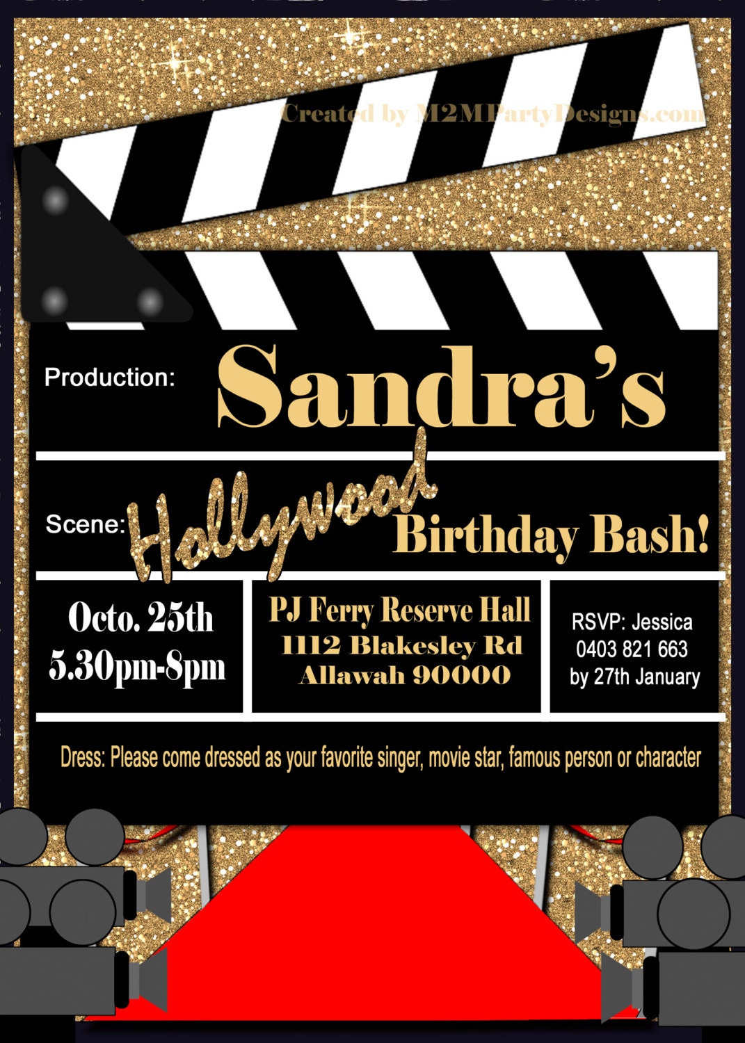 Red Carpet Movie Party Invitation Printable Invitation DIY | Etsy