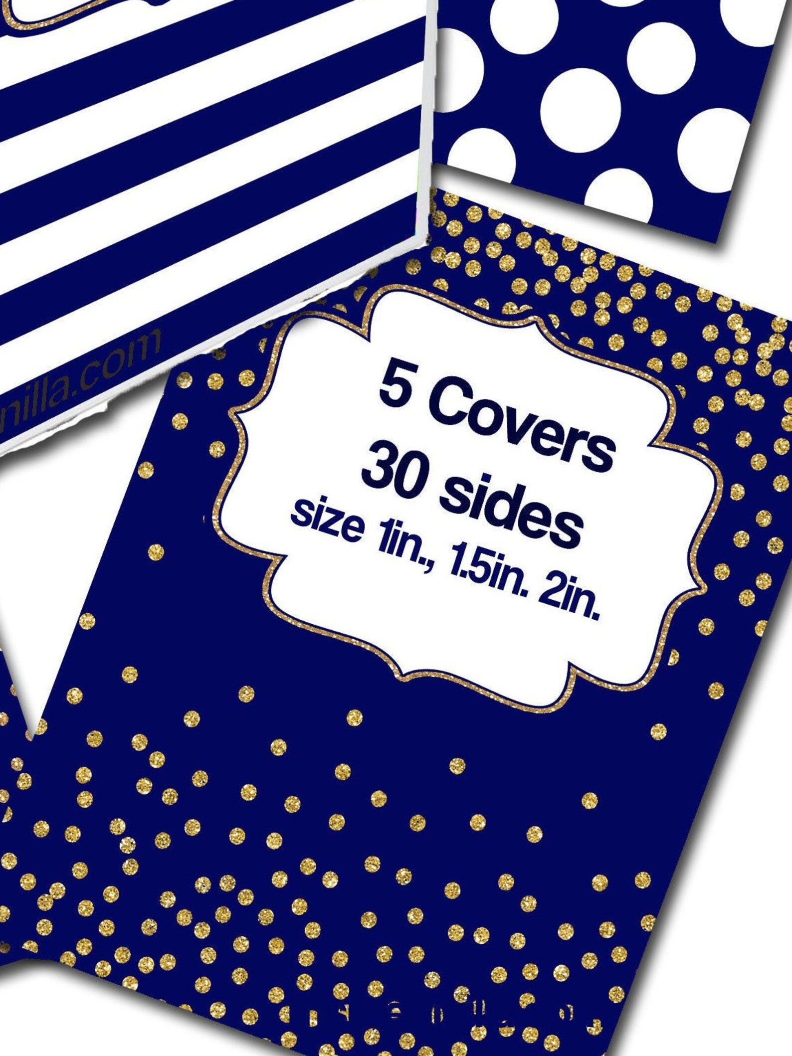 Binder Cover Printable Editable Navy White Gold Binder | Etsy