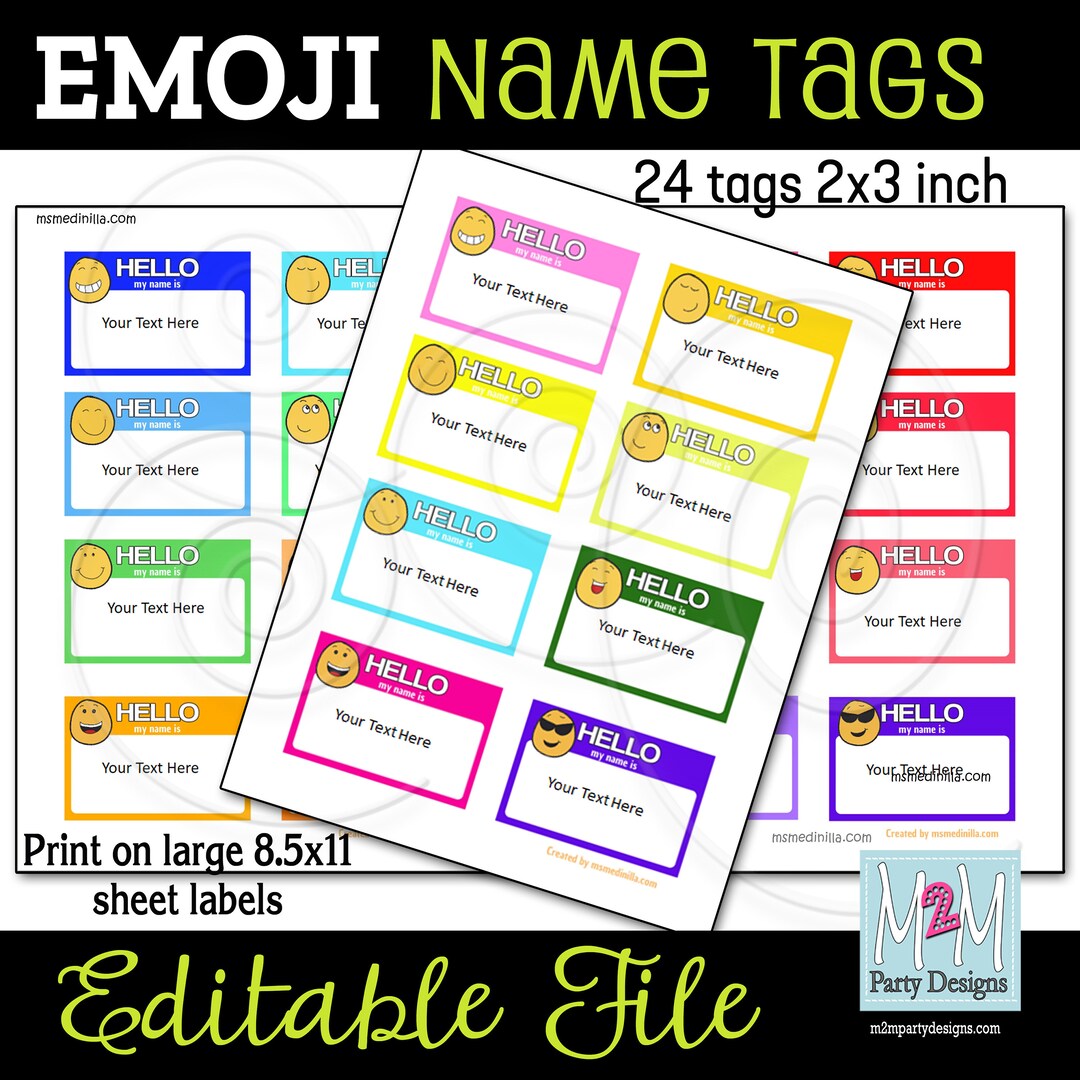 Back to School Emoji Name Tags. Student Name Tags for School. Tags ...