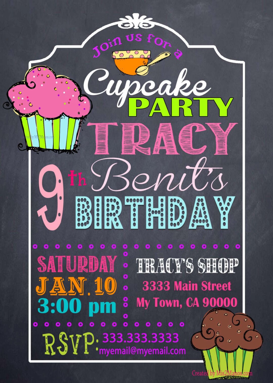 Diy Cupcake Birthday Party Invitations