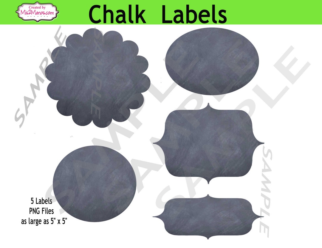 Circle Chalk Digital Frame, Round Printable Tag, Scalloped Circle ...