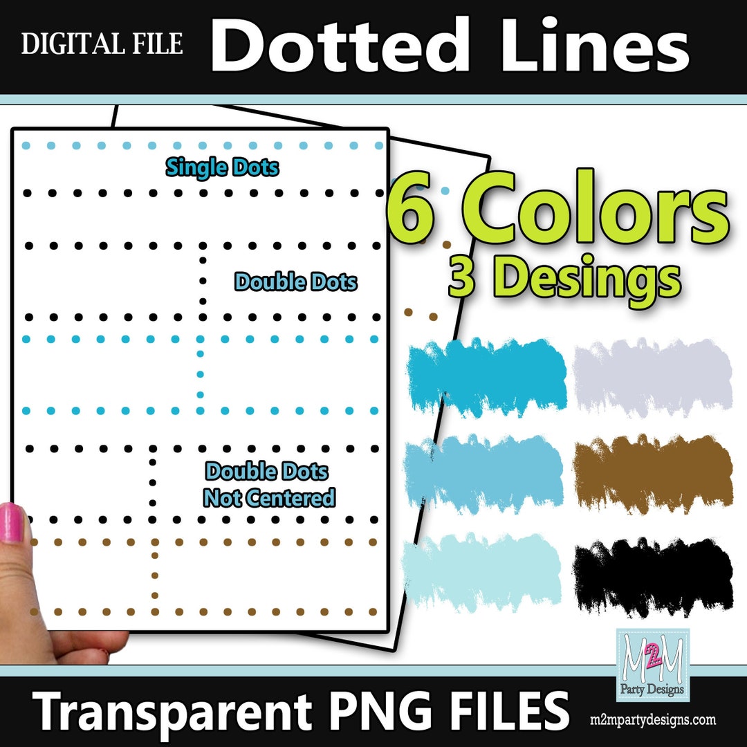 Dotted Line Borders Transparent Background 6 Colors, 3 Designs Instant ...