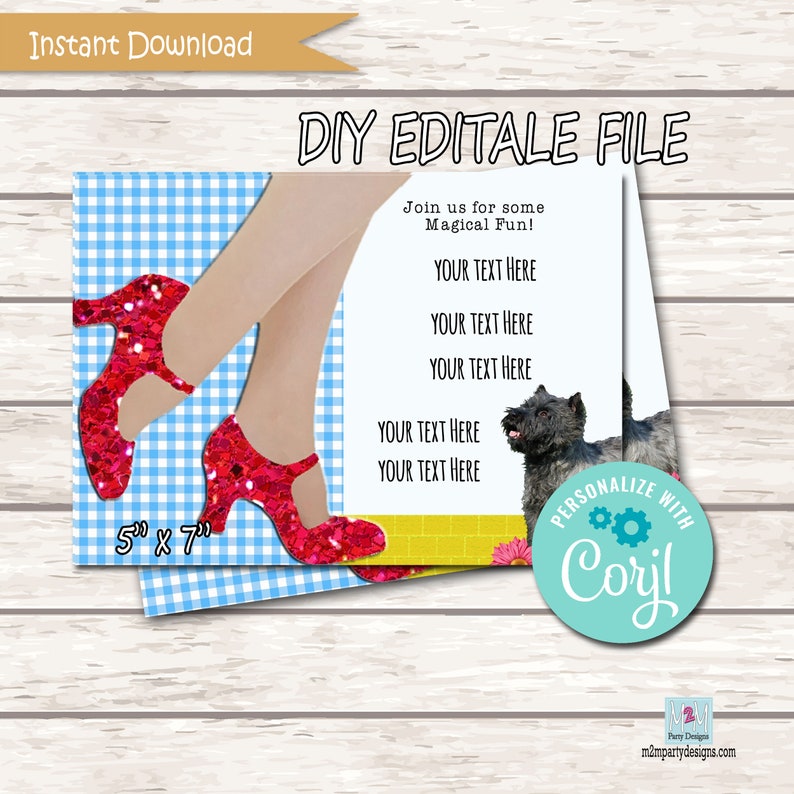 Dorothy Invitations Wizard of Oz Inspired Party Editable | Etsy