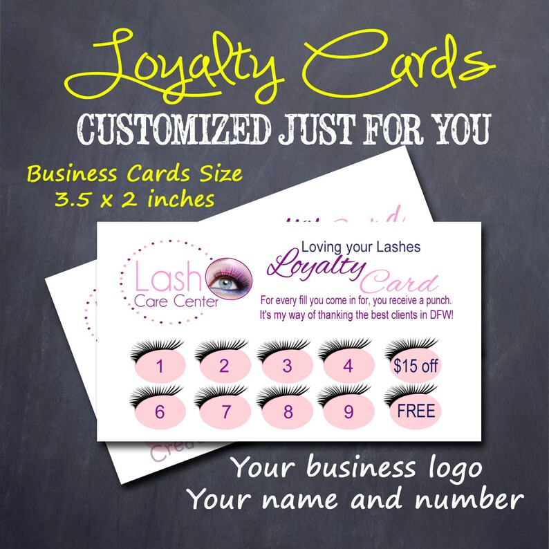 Customer Loyalty Cards Eyelash Extensions Customized Order Set | Etsy