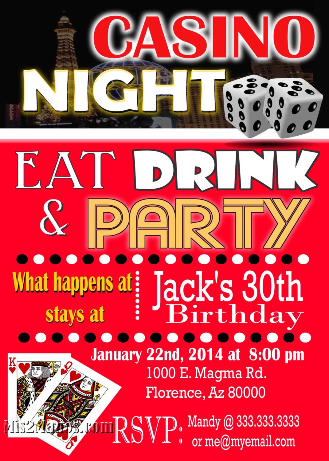 Casino Theme Party Surprise Birthday Party Printable 30th | Etsy