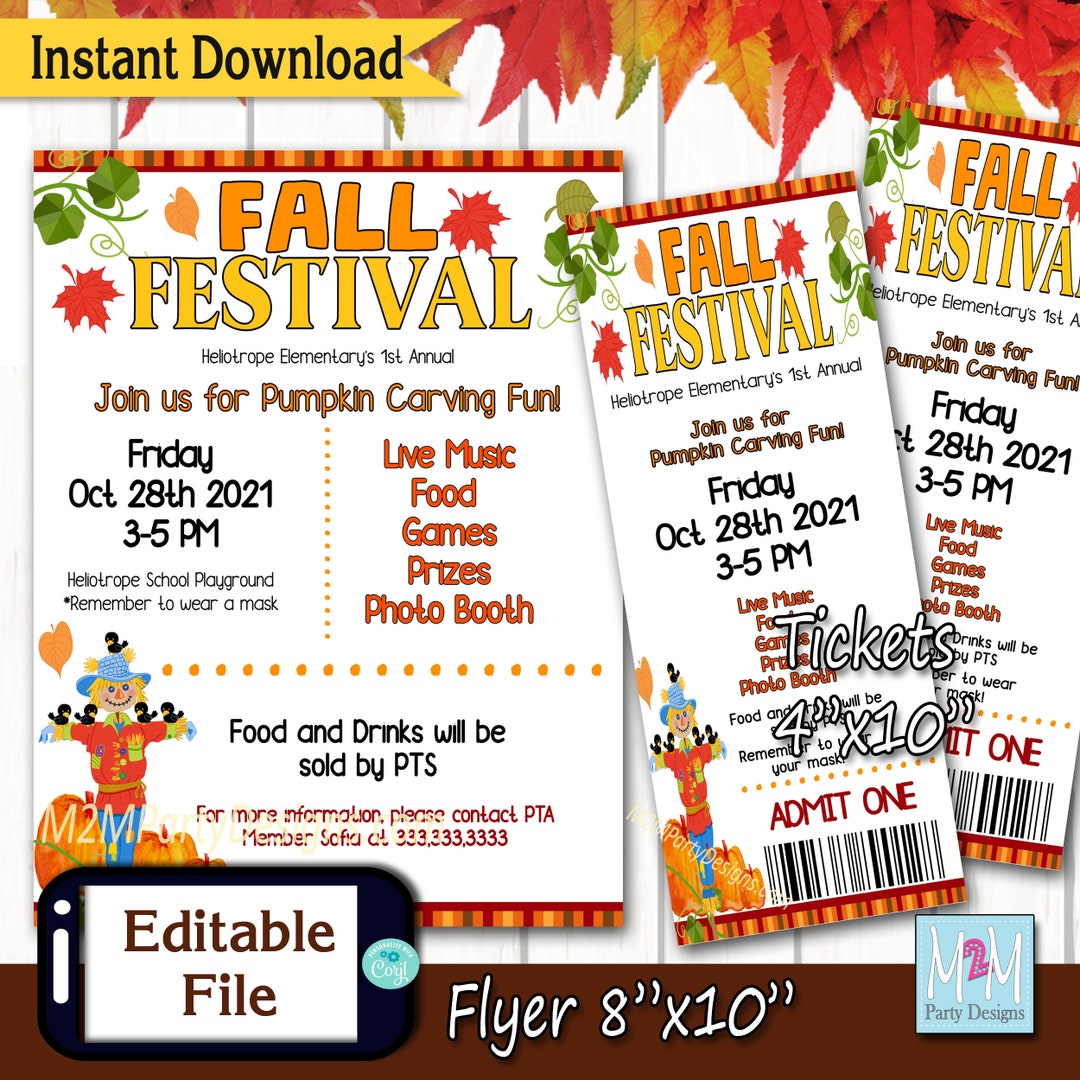 Fall Festival, Fall Craft Fair Flyer and Registration Form School Event ...