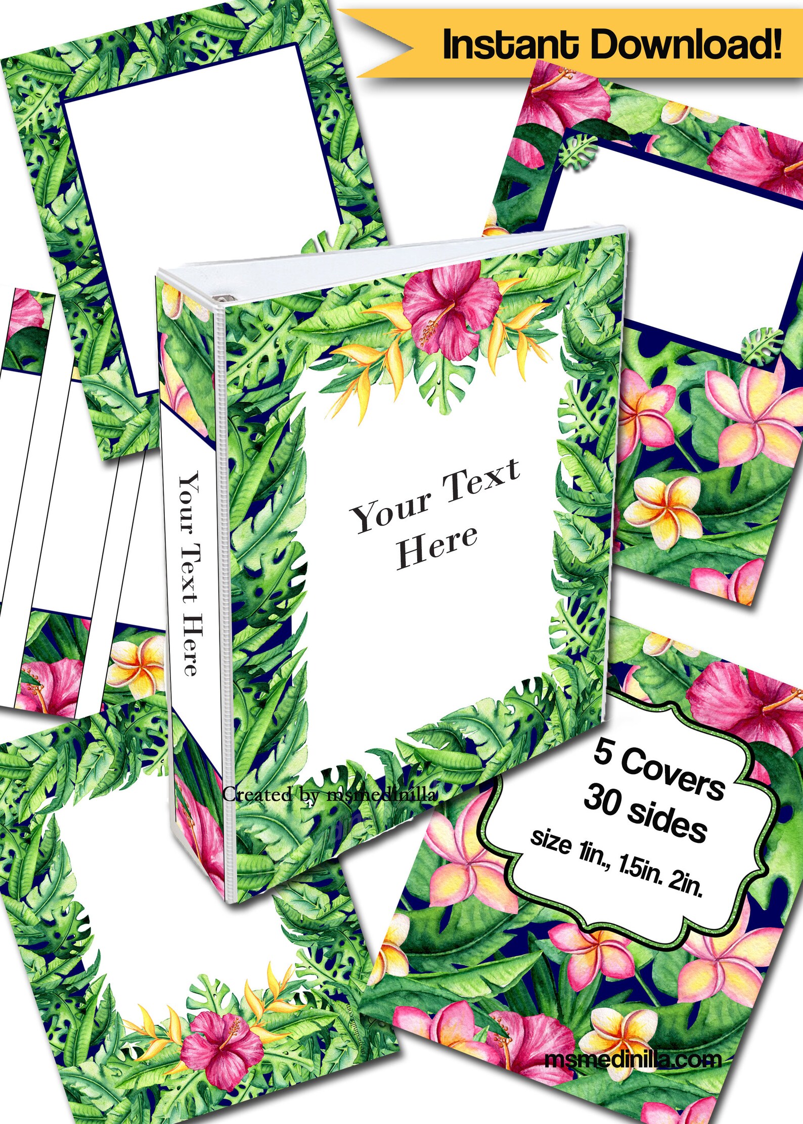 Binder Cover Printable Editable Tropical Binder Covers Super | Etsy