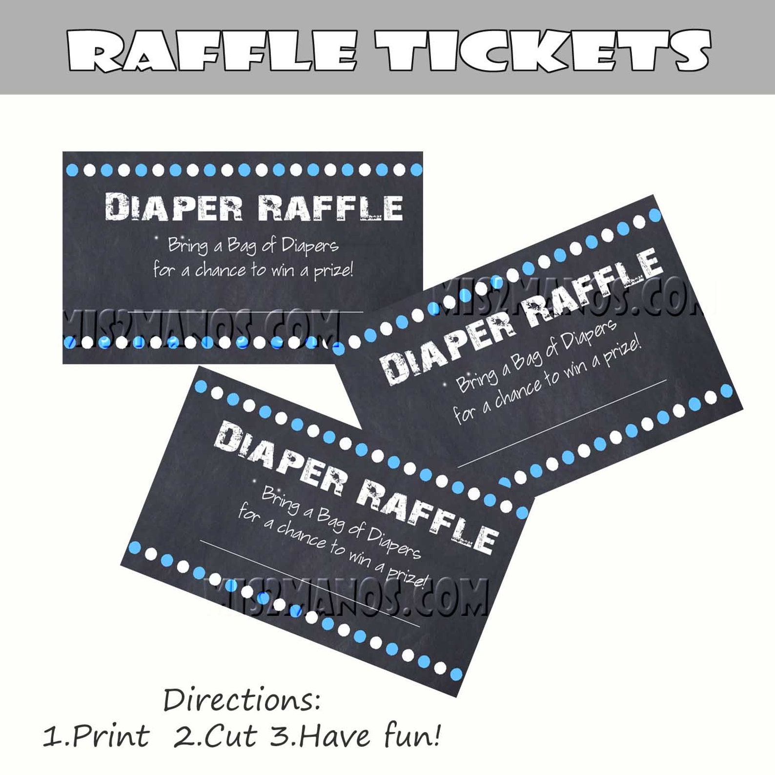 Chalkboard Diaper Raffle Ticket Baby Shower Blue Set of 10 - Etsy