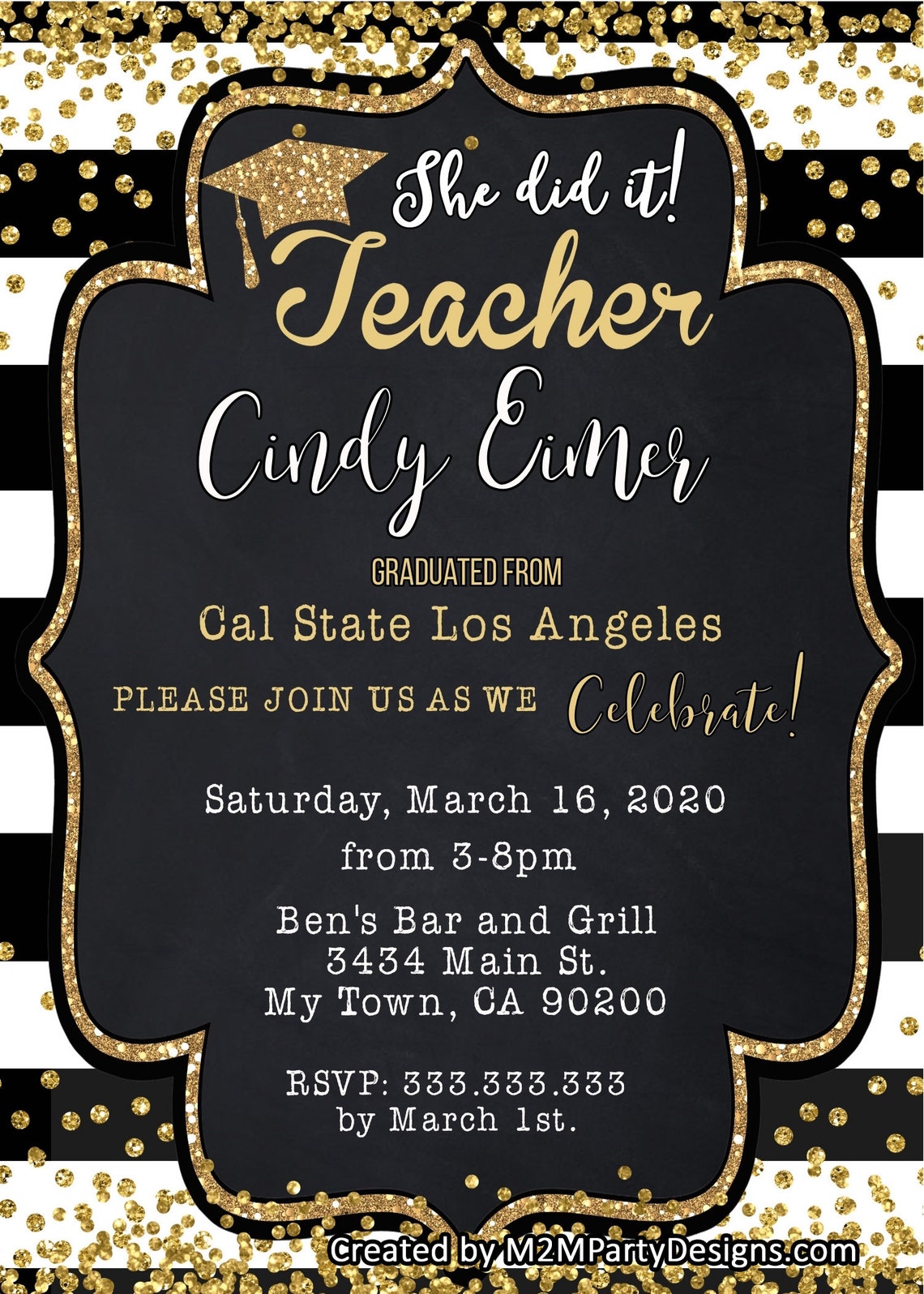 Teacher Graduation Invitation Invitation Personalized | Etsy