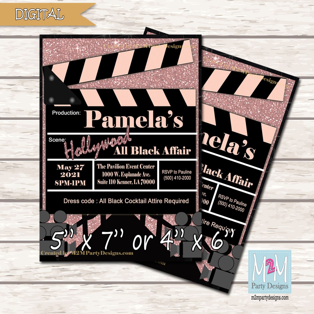 Rose Gold Carpet Movie Party Invitation Printable Invitation Done for ...