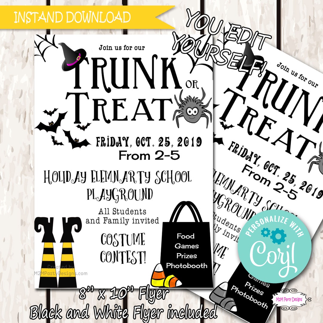 Trunk or Treat Flyer Invitation, Halloween Trunk or Treat Invitations ...