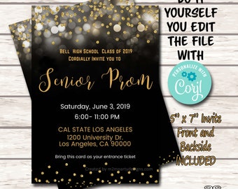 Prom Invitations Starry Night Gold Glitter Under the Stars | Etsy