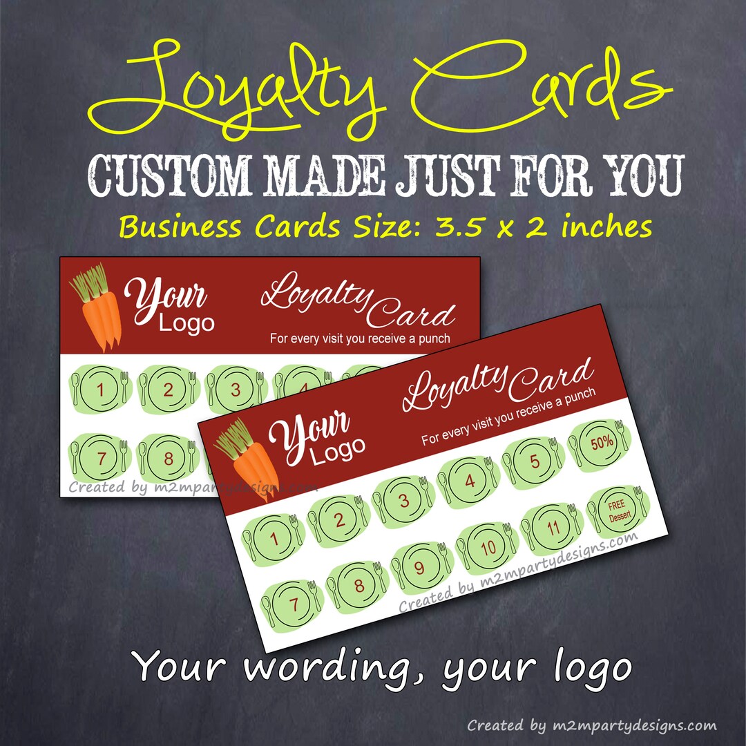 Customer Loyalty Cards Restaurant Customized Order Set of 10 Digital ...