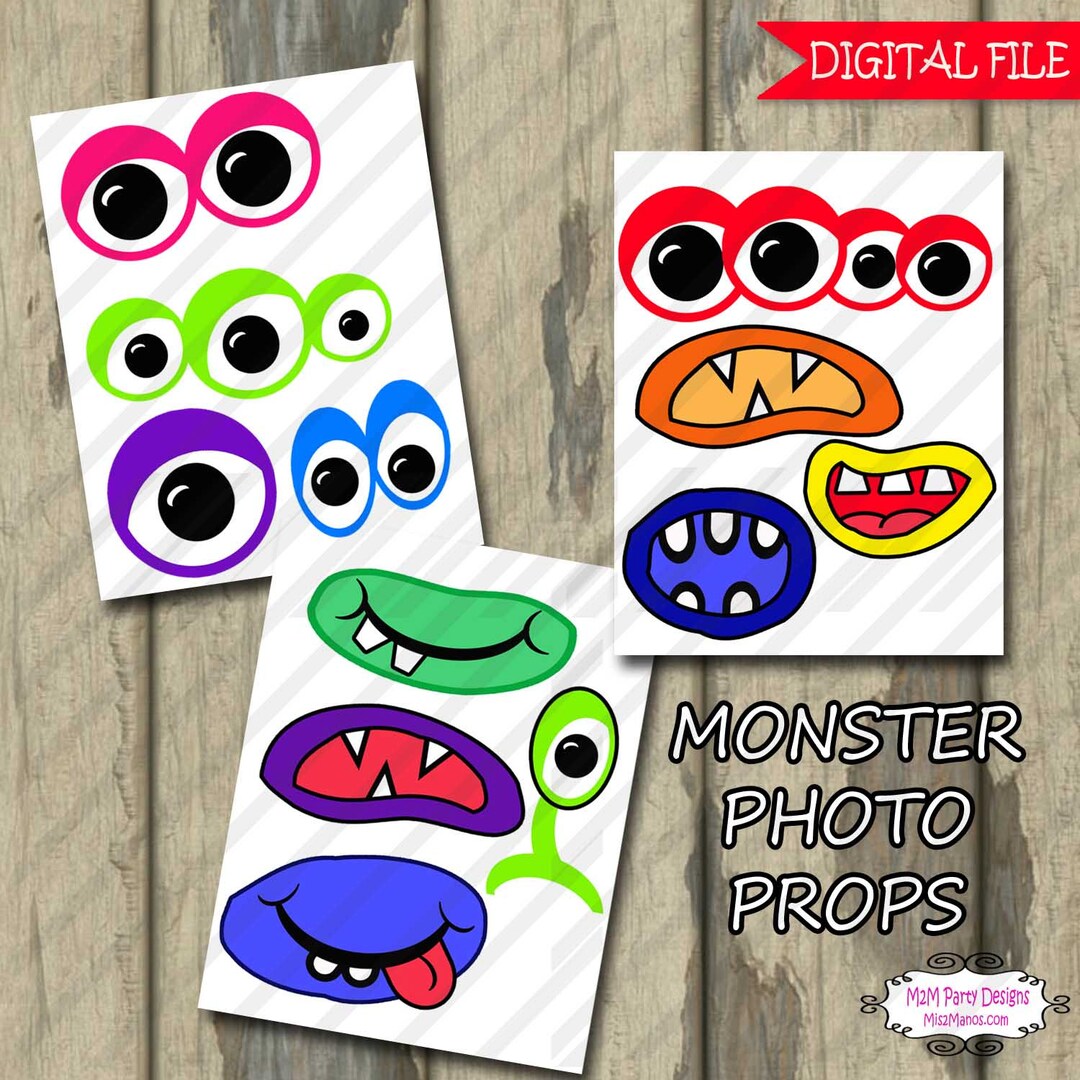 Monster Photo Props, Printable, Instant Download, Monster Eyes and ...