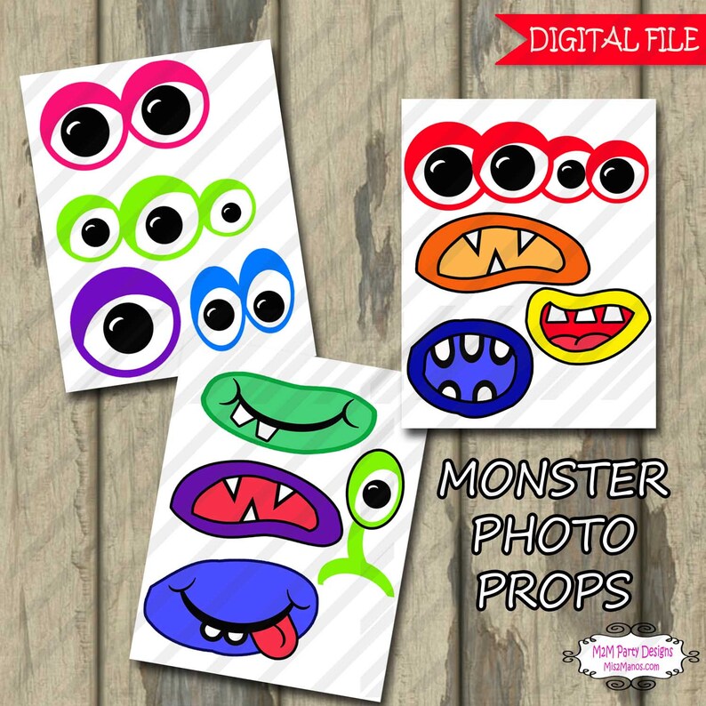 Monster Photo Props Printable Instant Download Monster Eyes - Etsy