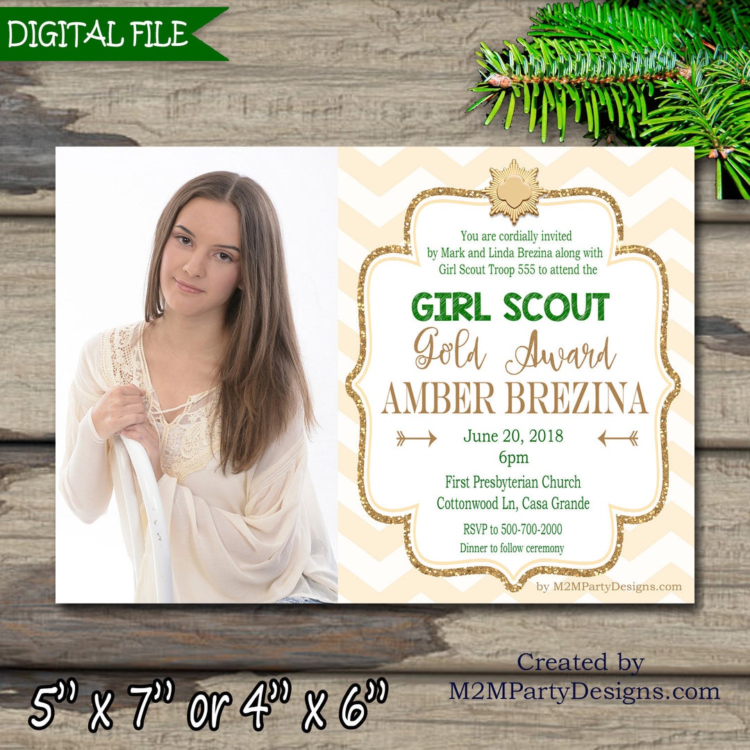 Girl Scout Gold Award Invitations, "courageous" Invitation, PHOTO ...