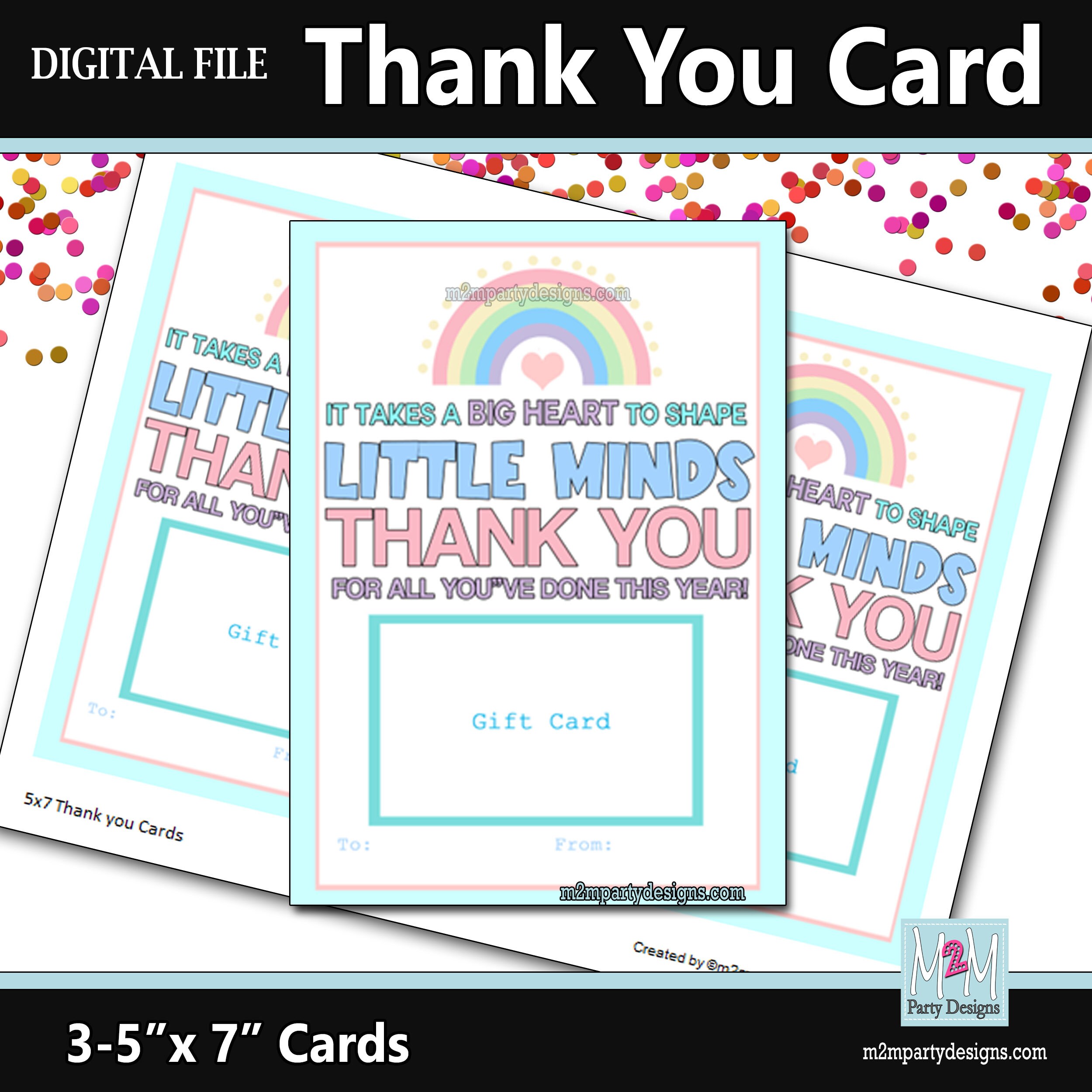 Printable Teacher Gift Card Thank You Cards for End of the - Etsy