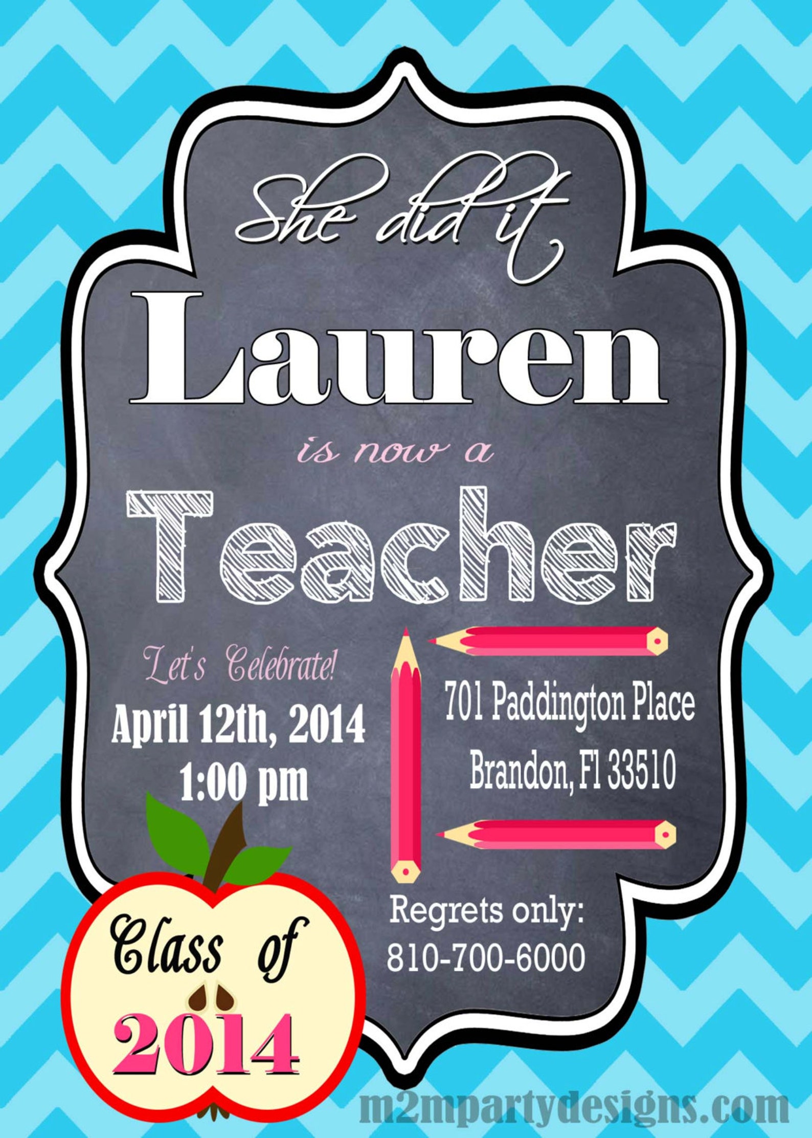Teacher Education Degree Graduation Invitation Personalized - Etsy