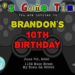 Gamer, Gaming Birthday Party, Printable Birthday Invitation, Video ...
